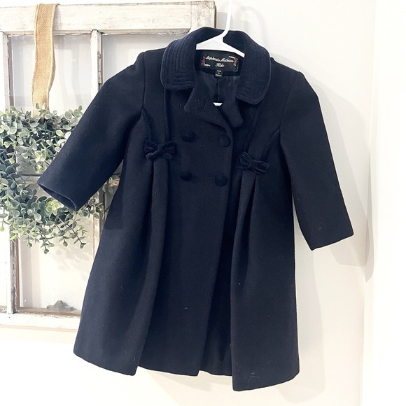 Jackets & Coats | Vintage Wool Navy Blue Peacoat Dress Coat Little Girl ...